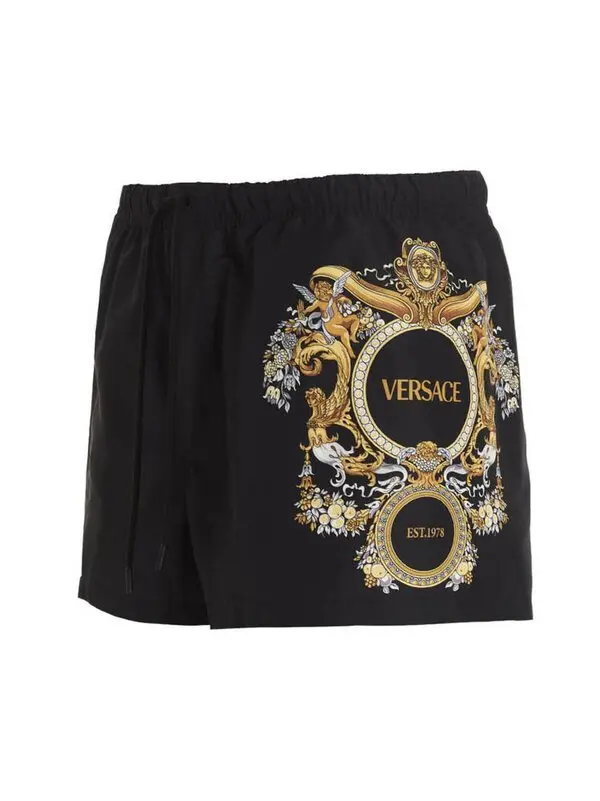 Versace Logo Print Swim Shorts