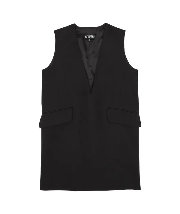 MAISON MARGIELA V-neck Mini Dress With Contrast Stitching
