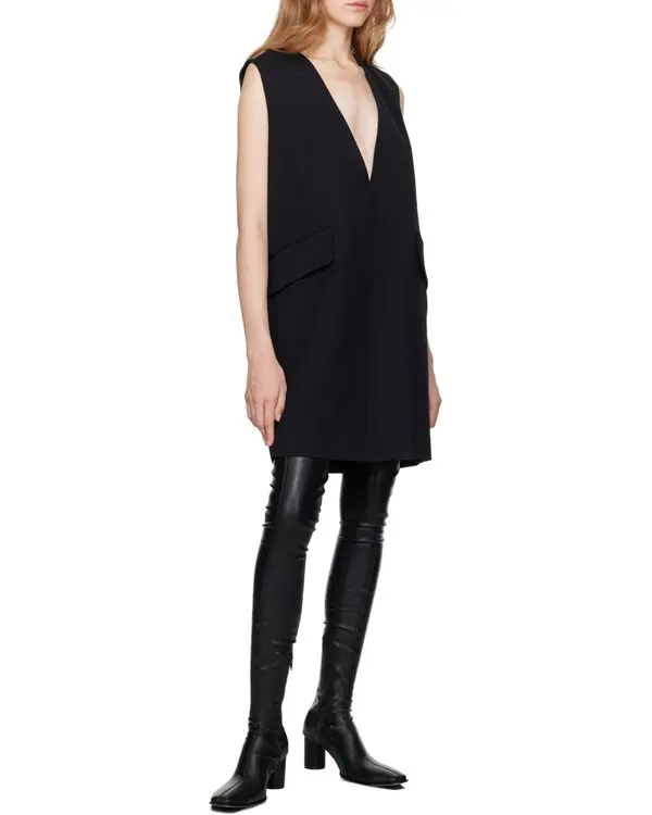 MAISON MARGIELA V-neck Mini Dress With Contrast Stitching