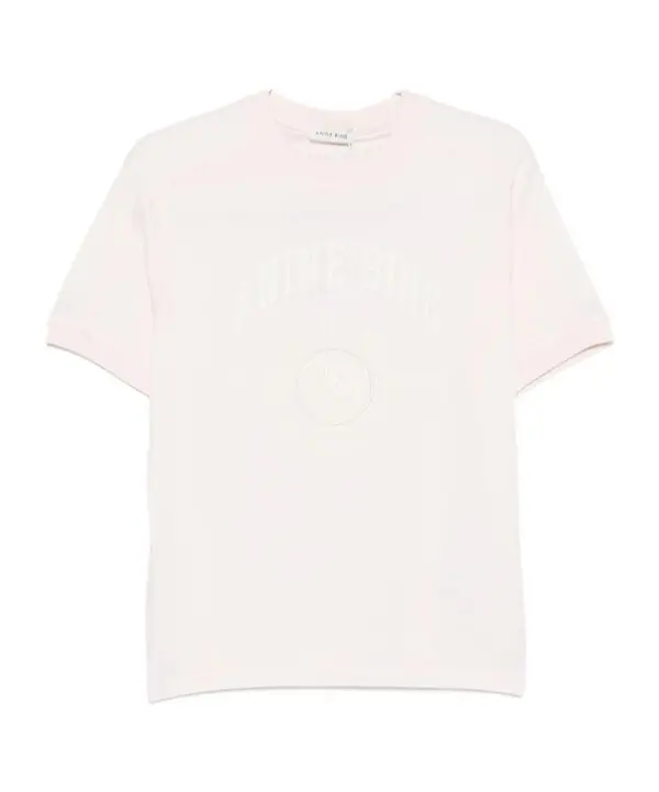 ANINE BING Short-sleeve Crew Neck T-shirt With Logo Detail - Pink