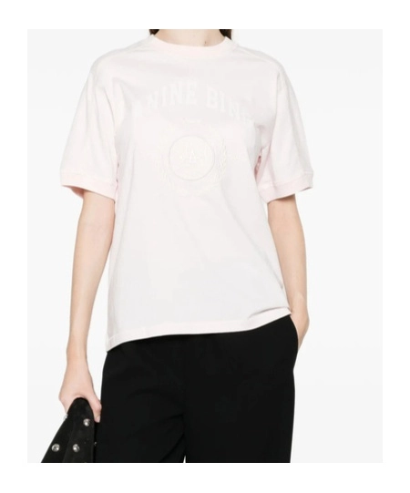 ANINE BING Short-sleeve Crew Neck T-shirt With Logo Detail