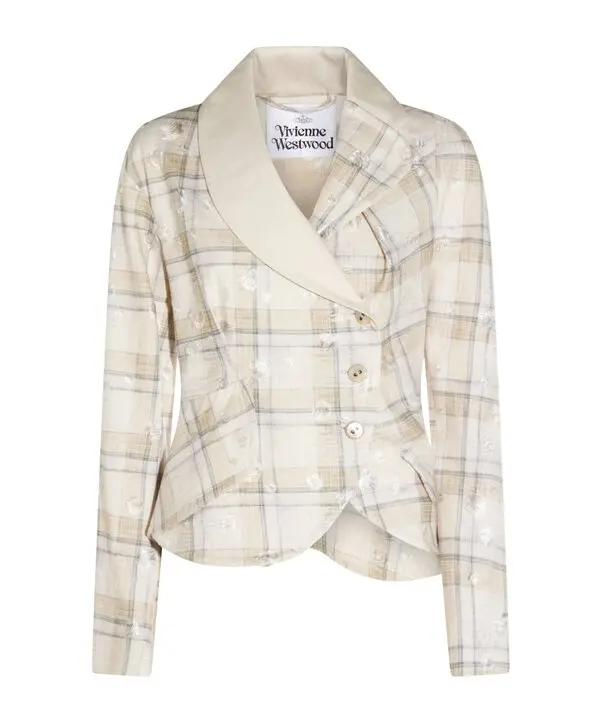 VIVIENNE WESTWOOD Checked Peplum Blazer - Beige