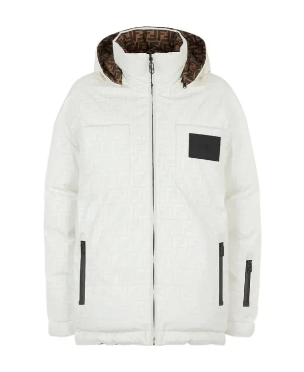 Fendi Ff Motif Padded Down Jacket - White