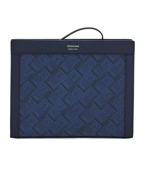 FERRAGAMO Monogram Pouch - Navy Blue