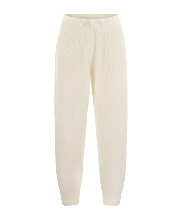 Brunello Cucinelli Cable Knit Straight Leg Trousers - Beige
