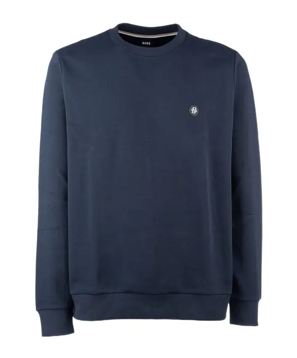 Hugo Boss Crewneck Sweatshirt With Logo Plaque - Blue