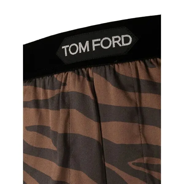TOM FORD Logo Waistband Zebra Printed Boxers - Brown