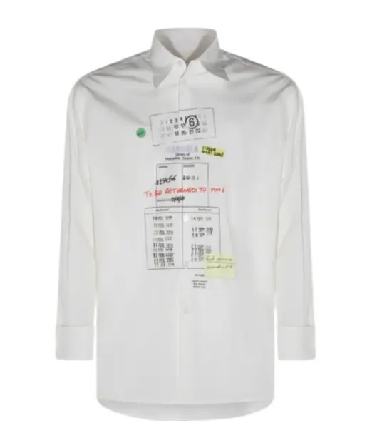 MAISON MARGIELA Graphic Print Buttoned Shirt - White
