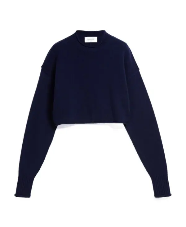 Sportmax Crewneck Long-sleeved Cropped Jumper - Black