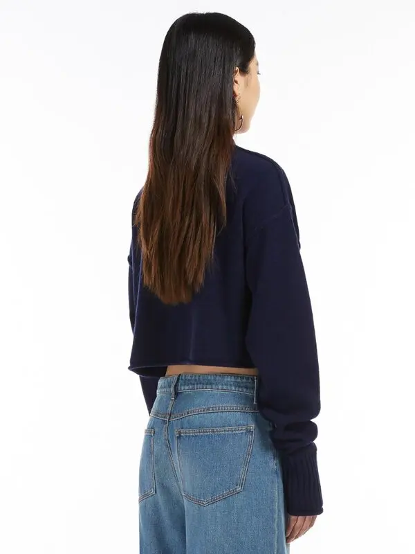 Sportmax Crewneck Long-sleeved Cropped Jumper - Black