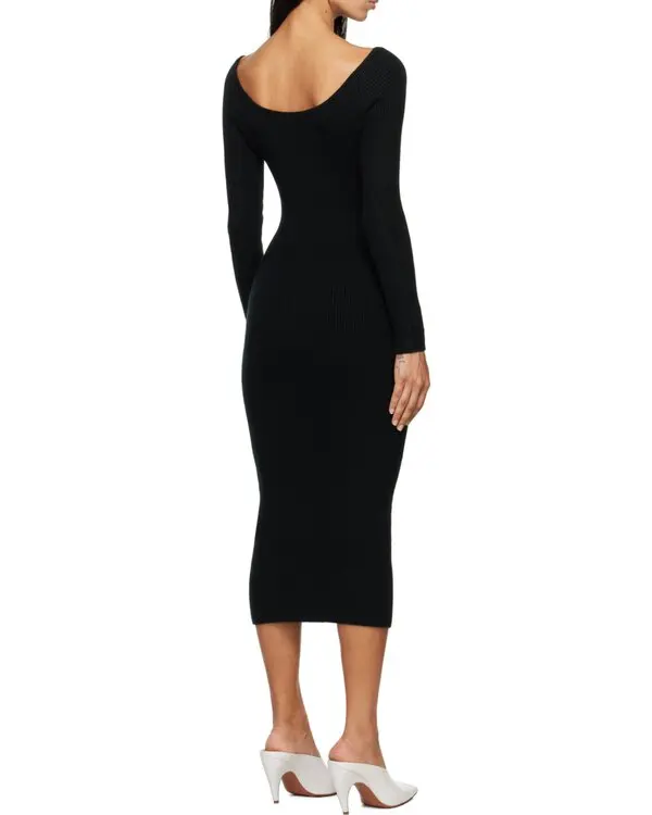Arch4 Rosa Cashmere Ribbed V-neck Midi Dress