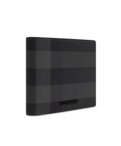 Burberry Logo Plaque Checked Bi-fold Wallet