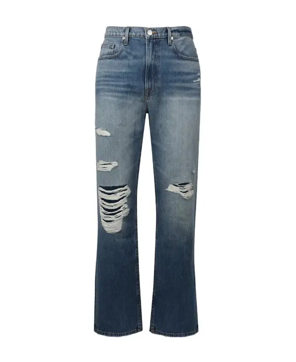 FRAME Distressed Detailed Flared Jeans - Black