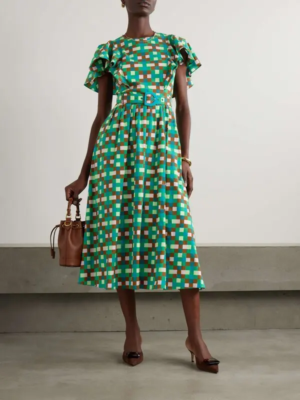 Diane Von Furstenberg Ruffled Printed Midi Dress