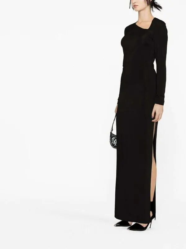 Givenchy Long Sleeve Asymmetrical Neck Maxi Dress