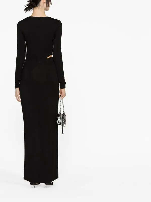 Givenchy Long Sleeve Asymmetrical Neck Maxi Dress