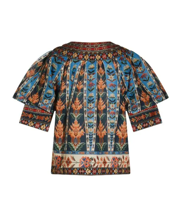 Farm Rio Embroidered Puff Sleeve Top - Multicolor