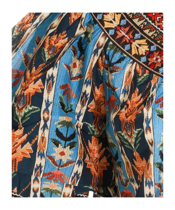 Farm Rio Embroidered Puff Sleeve Top - Multicolor