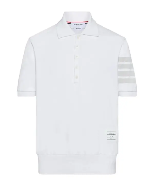 Thom Browne Ottoman 4-bar Logo Patch Polo Shirt