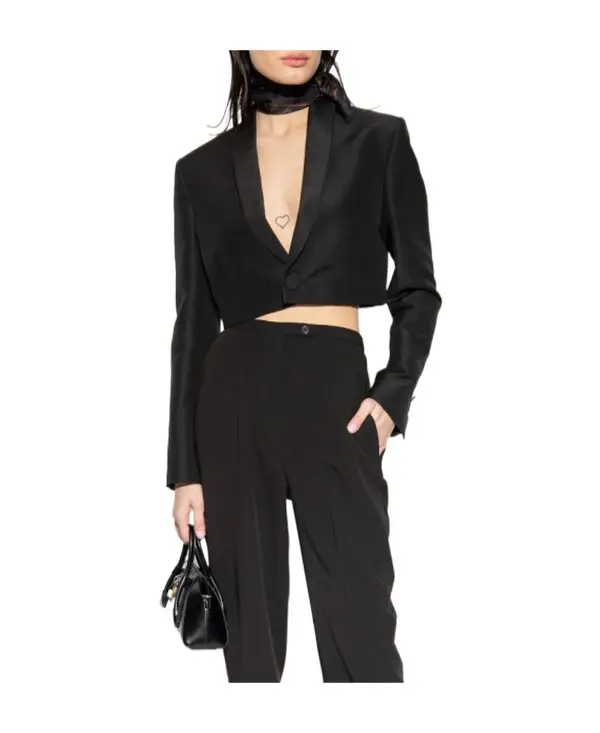 Dsquared2 Cropped V-neck Blazer With Single Button Closure