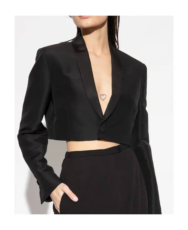 Dsquared2 Cropped V-neck Blazer With Single Button Closure