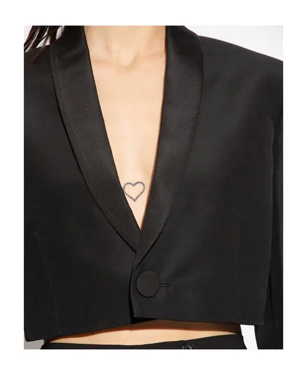 Dsquared2 Cropped V-neck Blazer With Single Button Closure