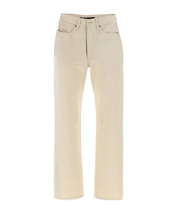 JIL SANDER High Waist Cropped Jeans - Beige