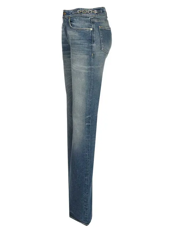 GOLDEN GOOSE Flared Jeans With Gold Chain Detail