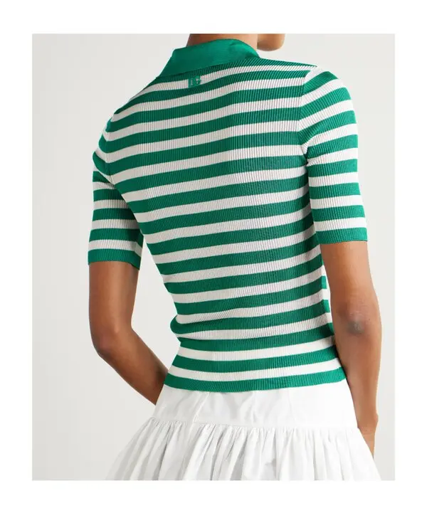 Dolce & Gabbana Striped Ribbed Knit Polo Shirt