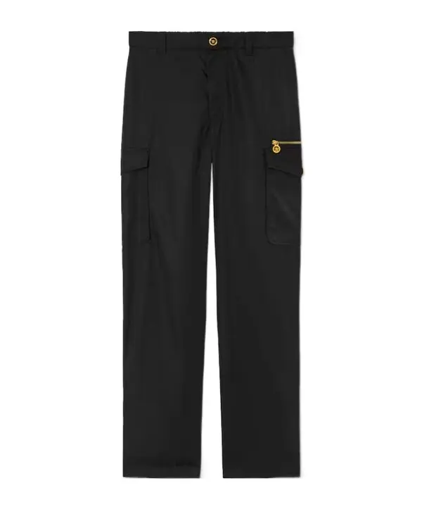 Versace Elasticated-waistband Cargo Pants With Medusa Hardware