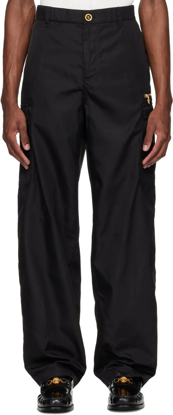 Versace Elasticated-waistband Cargo Pants With Medusa Hardware