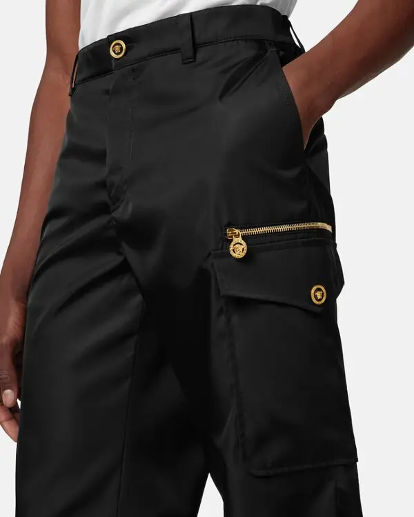 Versace Elasticated-waistband Cargo Pants With Medusa Hardware