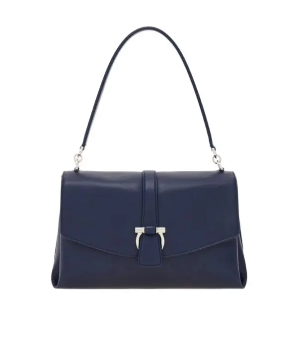 FERRAGAMO Front Flap Shoulder Bag - Navy Blue