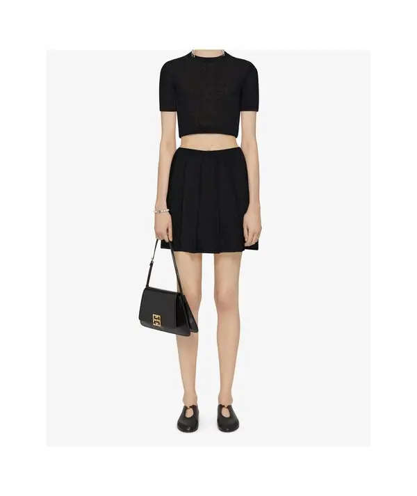 Givenchy Monogram Jacquard Short-sleeve Knit Top - Black