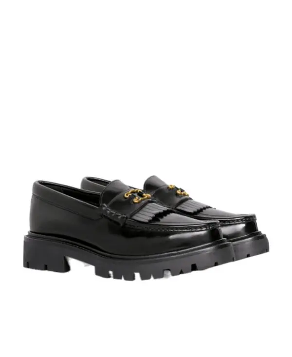 Celine Margaret Loafer With Triomphe Frame In Polished Bull