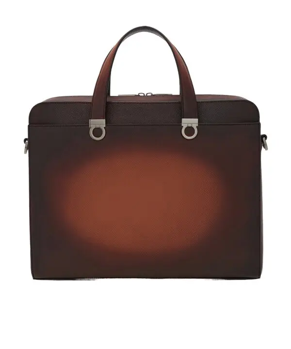 FERRAGAMO Gancini Briefcase - Cognac/moro Brandy