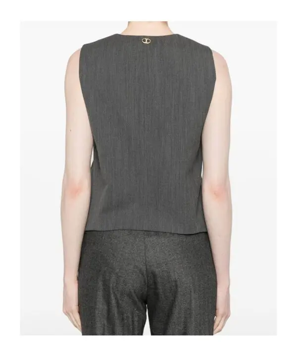 TWINSET Textured Sleeveless V-neck Waistcoat