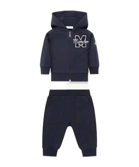 Moncler Embroidered Teddy Logo Sweatshirt And Sweatpants Set - Midnight Blue