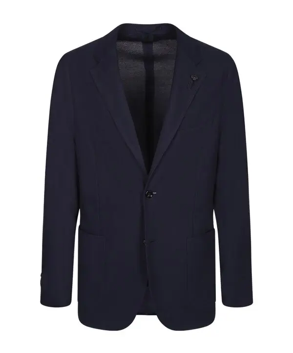 LARDINI Textured Single-breasted Blazer - Blue