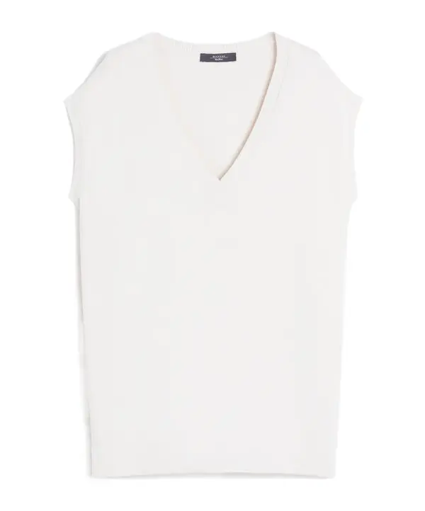 Max Mara Viscose Yarn Gilet - Blanco Lana
