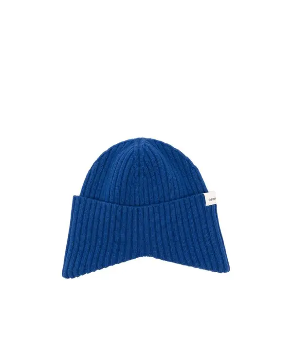 Emporio Armani Logo Patch Ribbed-knit Beanie - Blue