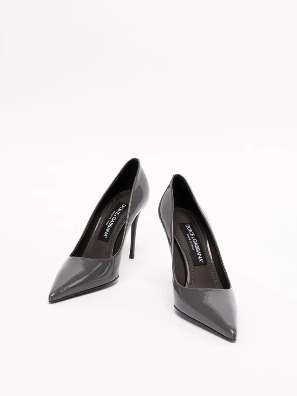 Dolce & Gabbana Pointed Toe High Heel Pumps With Logo Detail - Black