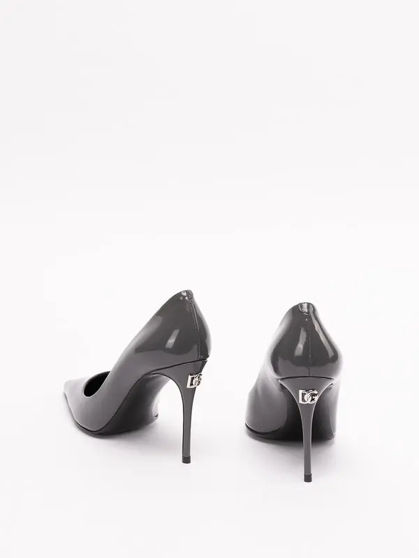 Dolce & Gabbana Pointed Toe High Heel Pumps With Logo Detail - Black