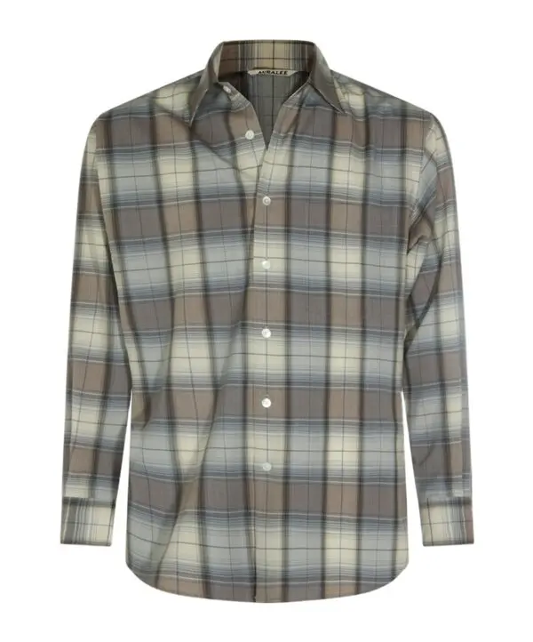 Auralee Super Light Check Shirt - Gray