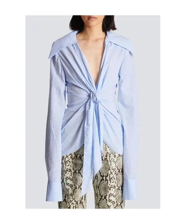 Balmain Poplin Knotted Shirt