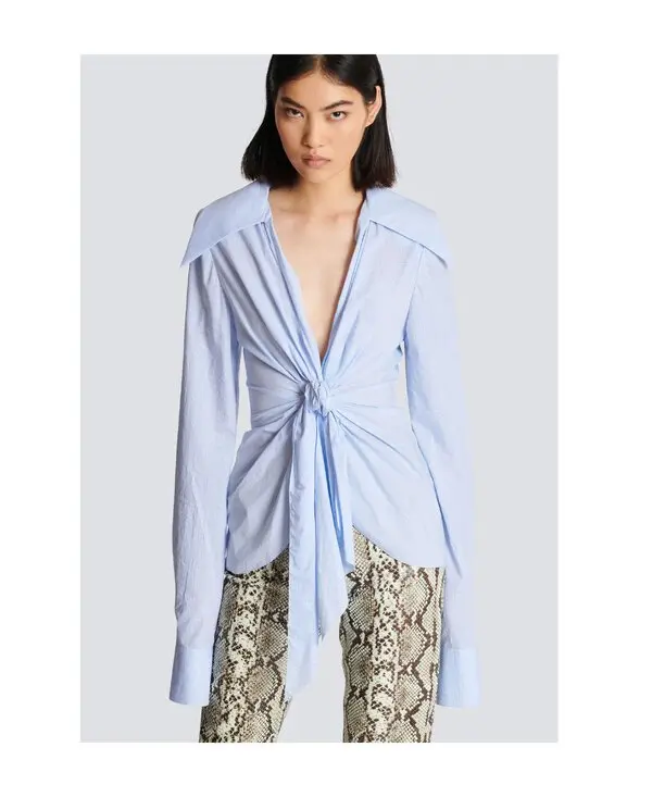 Balmain Poplin Knotted Shirt