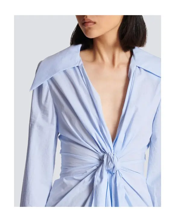 Balmain Poplin Knotted Shirt