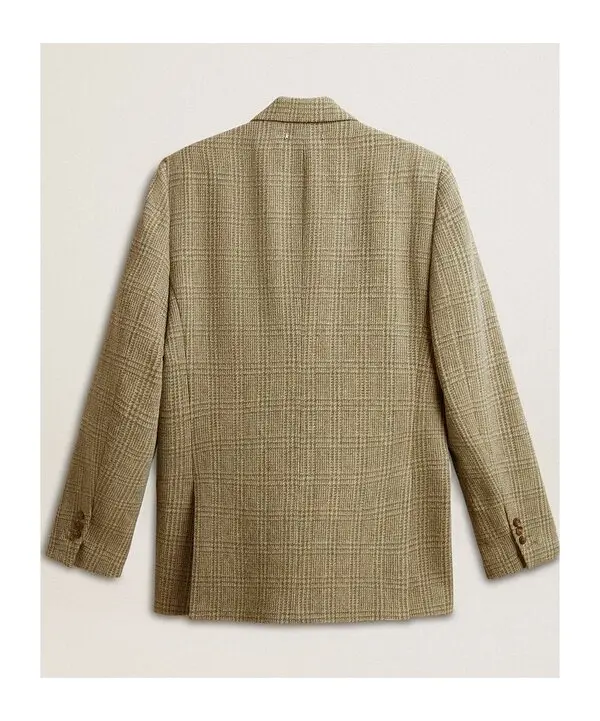 GOLDEN GOOSE Double-breasted Blazer In Shetland Wool - Sage