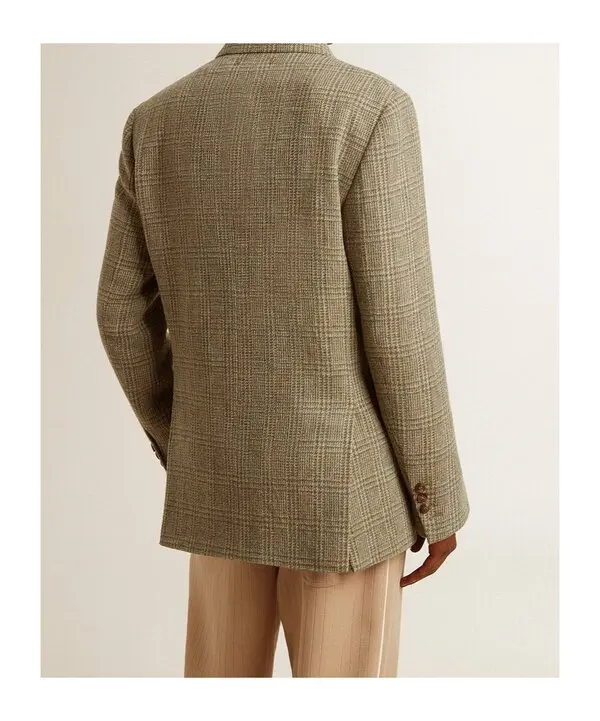 GOLDEN GOOSE Double-breasted Blazer In Shetland Wool - Sage