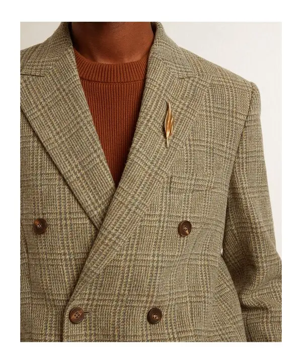 GOLDEN GOOSE Double-breasted Blazer In Shetland Wool - Sage